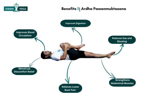 Ardha Pawanmuktasana (Half Wind Release Pose) - Siddhi Yoga